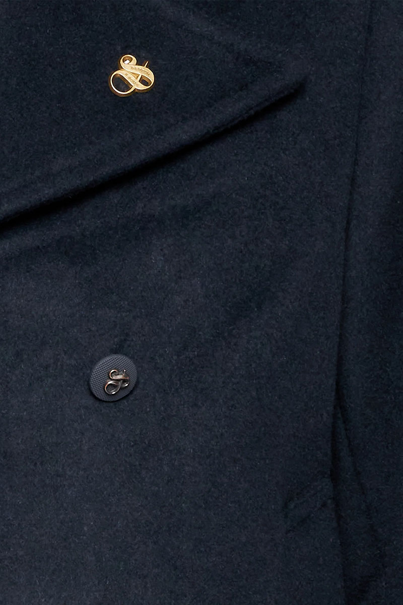 Scocth and Soda Παλτό Leather Trimmed Ανδρικό Μπλέ – Vrakas Fashion